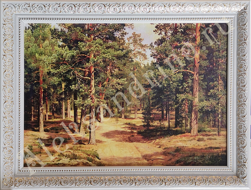 Картина на холсте "Сестрорецкий бор" в пластиковой раме, репродукция Шишкин И. И, 21 x 30 см