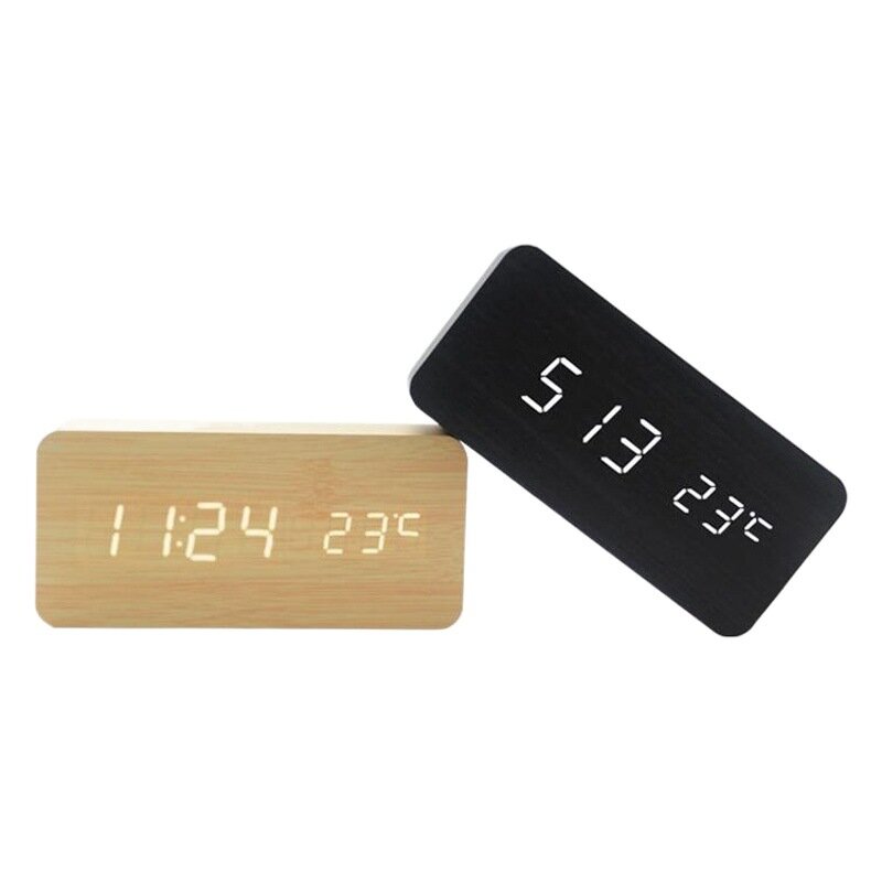 Будильник "Home Fashion", перезаряжаемый, светодиодный, деревянный, белый с красной буквой