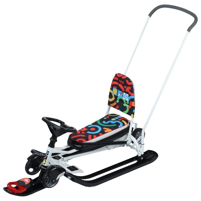 Снегокат «Тимка спорт 6», со спинкой, с родительской ручкой, белый, чёрный, ТС6/ГФ Nika