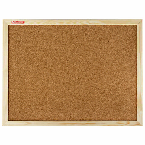Доска пробковая для объявлений 45х60 см, деревянная рамка, BRAUBERG Wood, 2238310