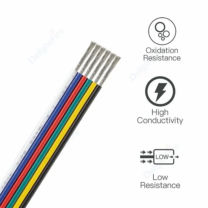 DelightFire RGB светодиодный соединительный провод 18 20 22AWG 22AWG, 6pin, 20m