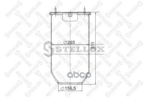 Пневмоподушка без стак! h511 4шп. M12. 1отв. штуц. M22. Н: 1отв. SAF/Trailor/МАЗ/ROR Stellox арт. 9008130SX