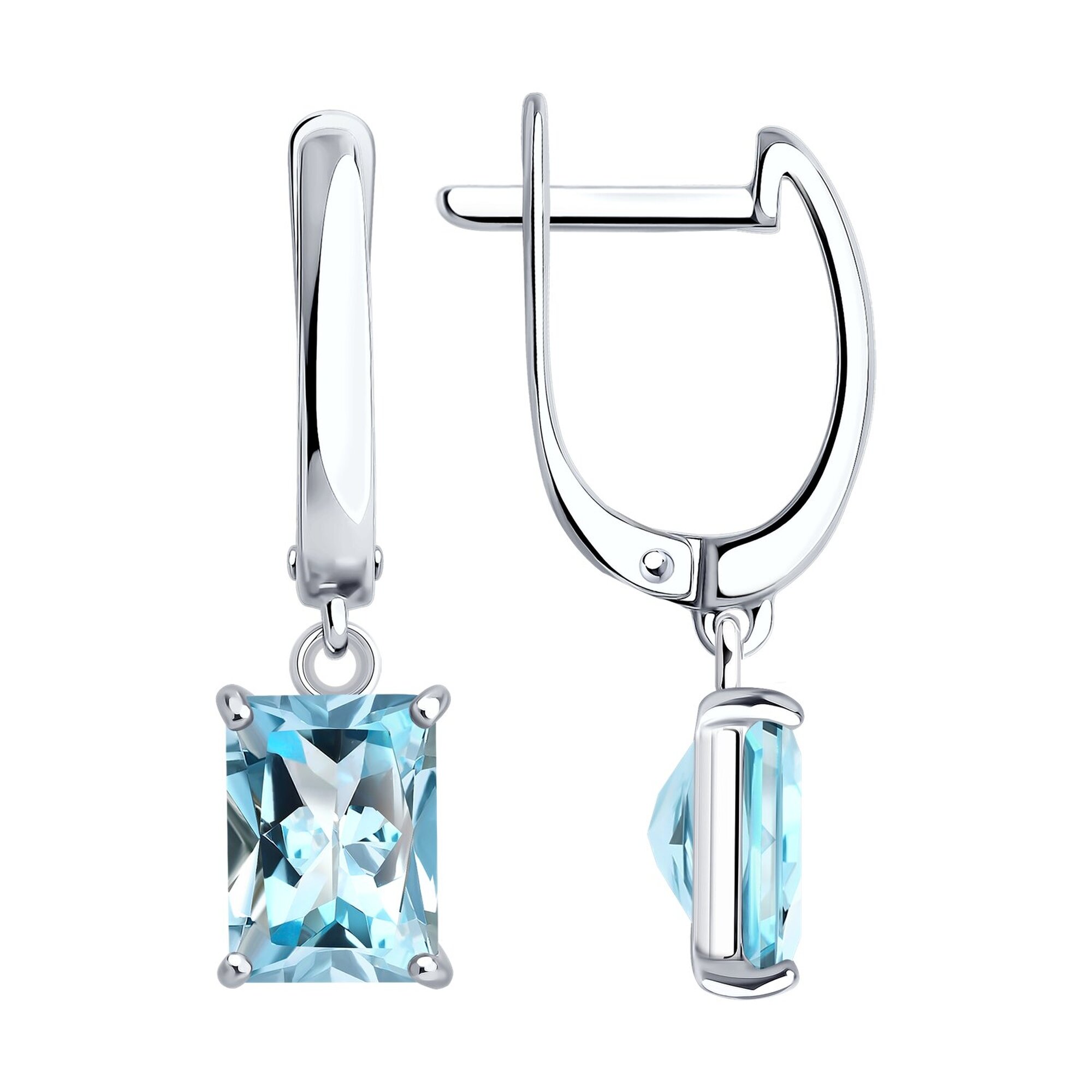 Серьги, серебро, 925 проба, родирование, топаз