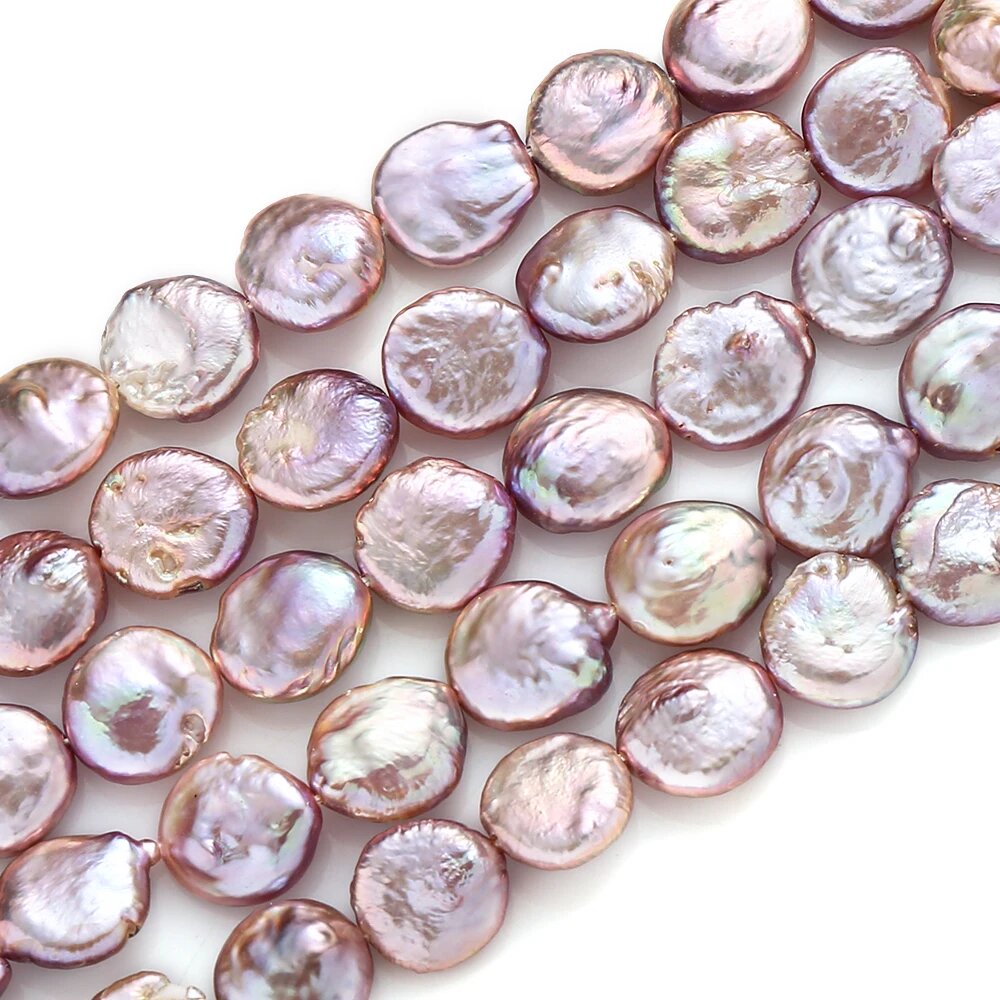 Фиолетовые бусины из пресноводного жемчуга IYKWIM 4pcs, 13-14mm Round