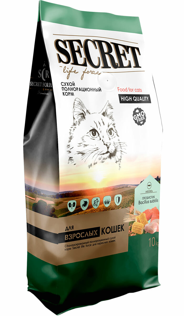 SECRET LIFE FORCE для взрослых кошек с лососем (10 кг)