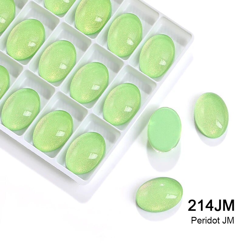 Стразы стеклянные Peridot JM, зеленые, 13x18 мм