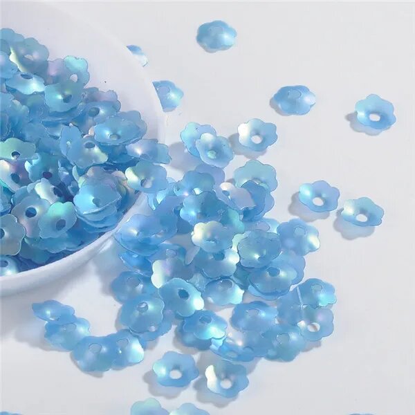 Пайетки матовый джинсовый синий цветок Lucky Sewing 6mm Plum 800pcs 10g