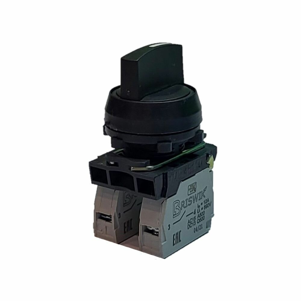 Переключатель Briswik ПЕ 031/1м черный 2но+0нз Ручка с фикс 3-поз IP40 УХЛ3 10А