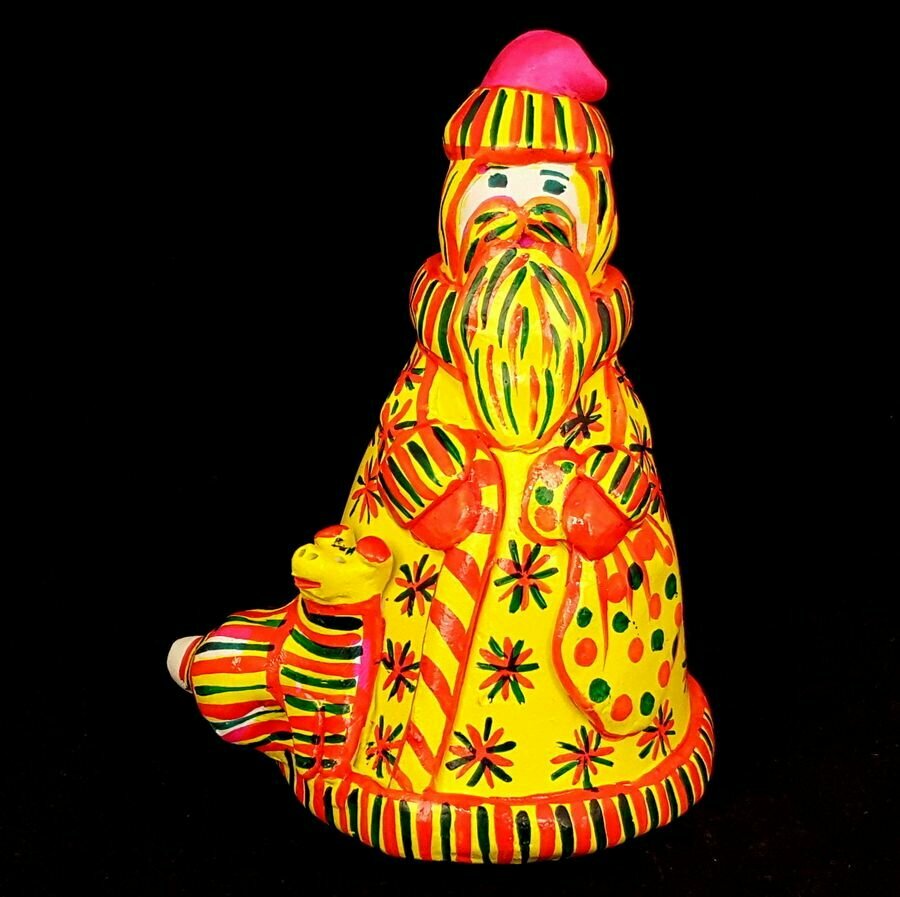 Дед Мороз, Свистулька 10-13 см, Филимоновская глиняная игрушка, ручная авторская работа