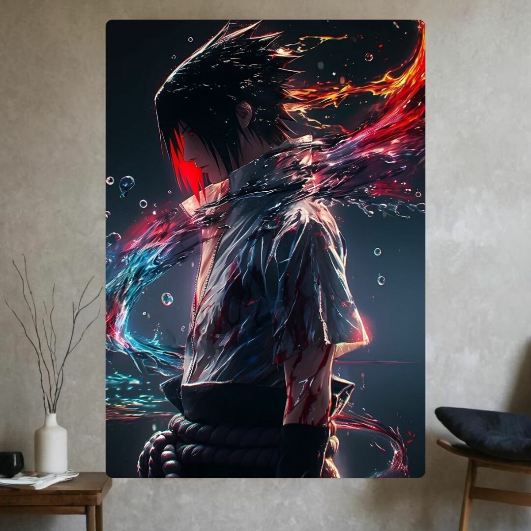Картина на металле (аниме - Наруто) Саске Учиха,20*30см