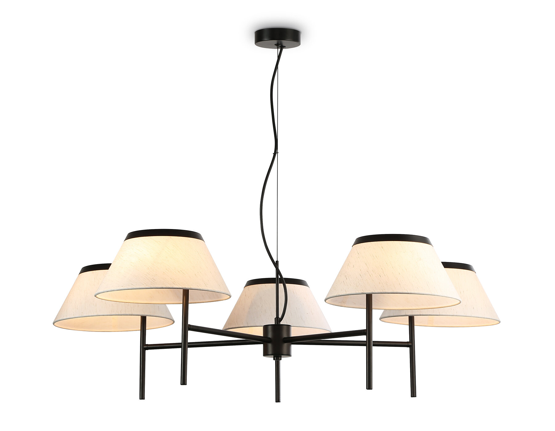 Подвесная люстра с абажурами, черный/белый Е14/5 max 40W D1000*290-1080