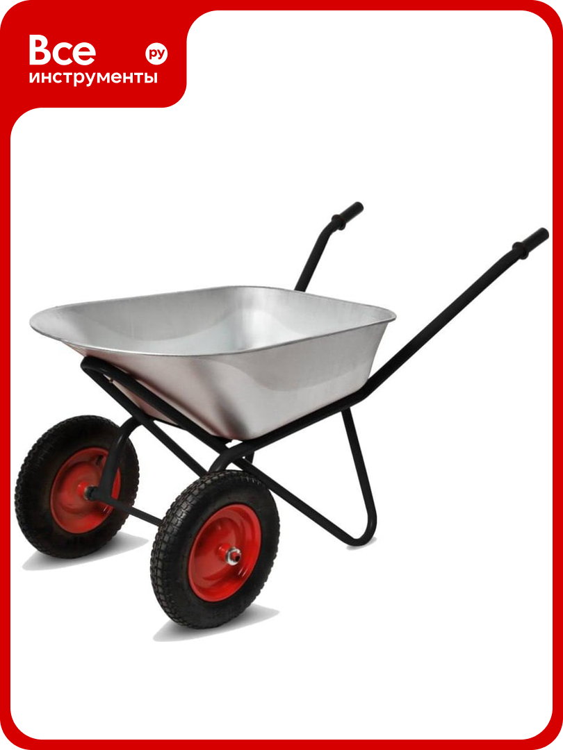 Строительная тачка с пневмоколесом бизон двухколесная, 110 л / 250 кг 13810 Черный, зеленый, прочной