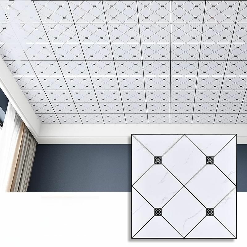 10 штукСамоклеящаяся потолочная наклейка, подходит для оформления потолка в ванной,0.6,0.36, белый, черный