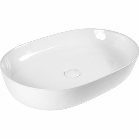 Раковина Bond S51-600 накладная прямоугольно-овальная 60*40*13,5см белая