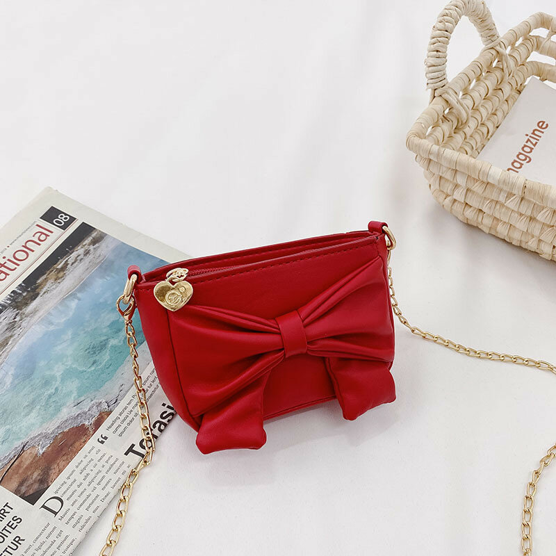 Модная детская сумка с бантом в виде бабочки и практичными карманами на молнии, красная