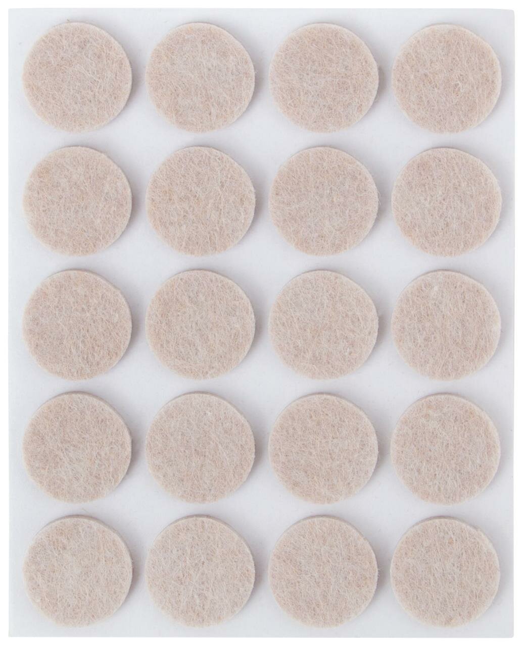 Подкладки для мебели самоклеющиеся круглые 17 мм, 20 шт, войлок