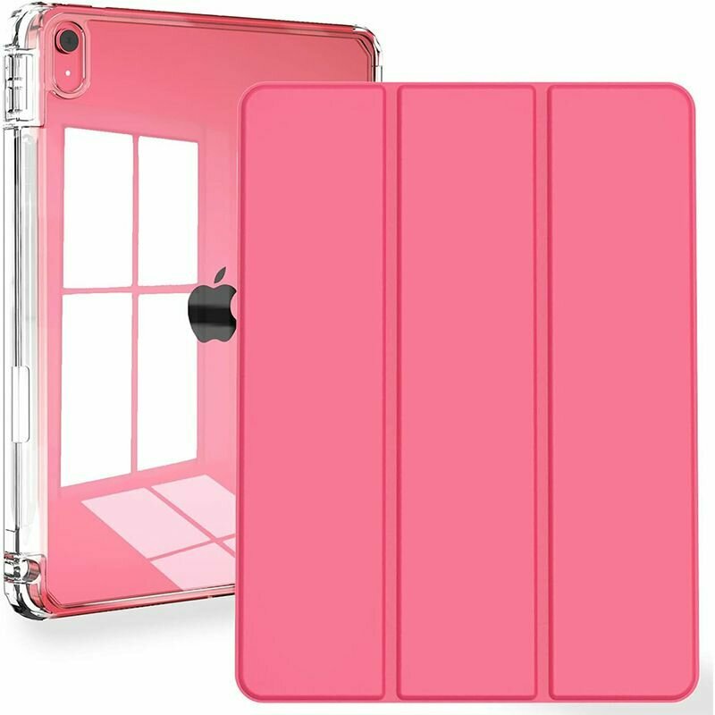 Чехол Светло-розовый для планшета iPad 11 (А16,2025) iPad 10(10.9 ,2022) C отделением для стилуса из мягкого силикона с усиленными углами и прозрачной крышкой.