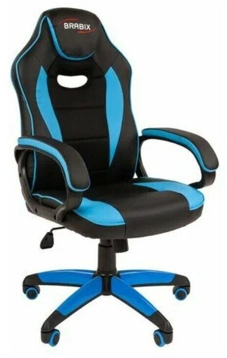 Кресло игровое BRABIX Blaze GM-162 ткань TW/экокожа black/blue