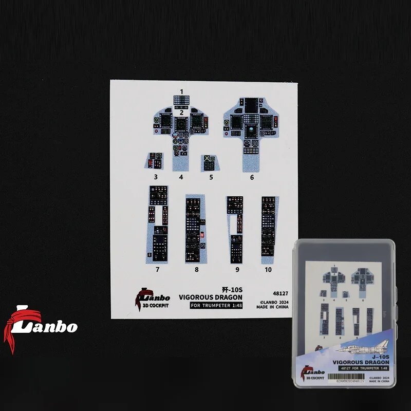 Lanbo 3D Color Cockpit Instrument 48125-130 для модели китайского Черный, 48127 J-10STrumpeter