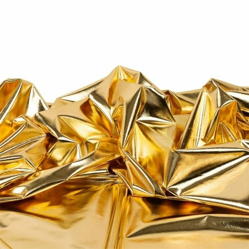 Золотая фольгированная ткань 1м высокоэластичный материал для творчества и декора, - 2