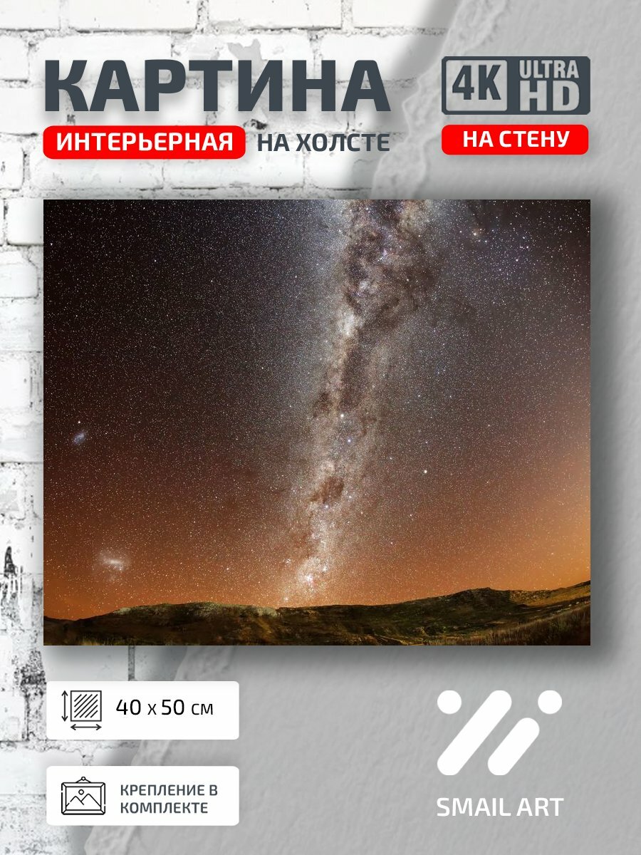 Картина на холсте интерьерная 40 на 50 на стену Ночное Space для кабинета космос интерьер
