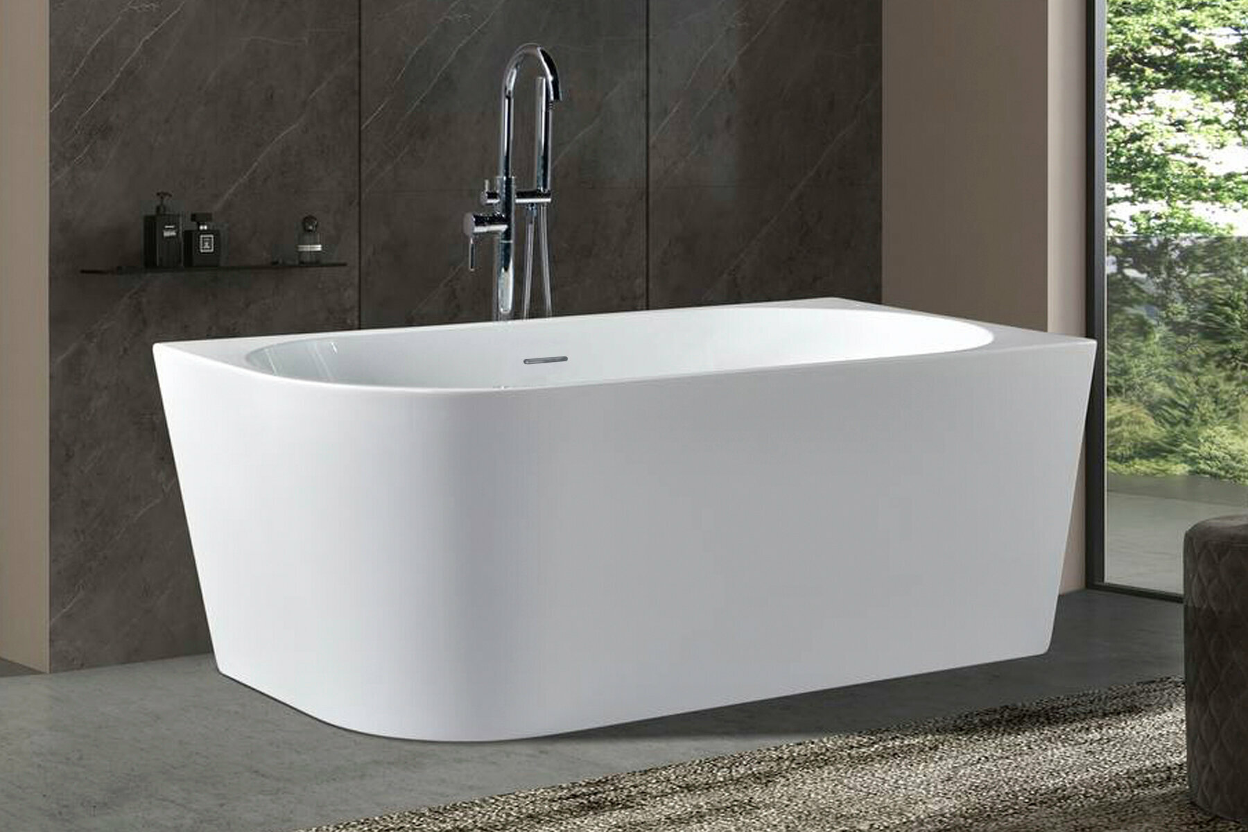 Акриловая ванна "RIVA" RB610310, 180x80x58 см, правая, пристенно-угловая