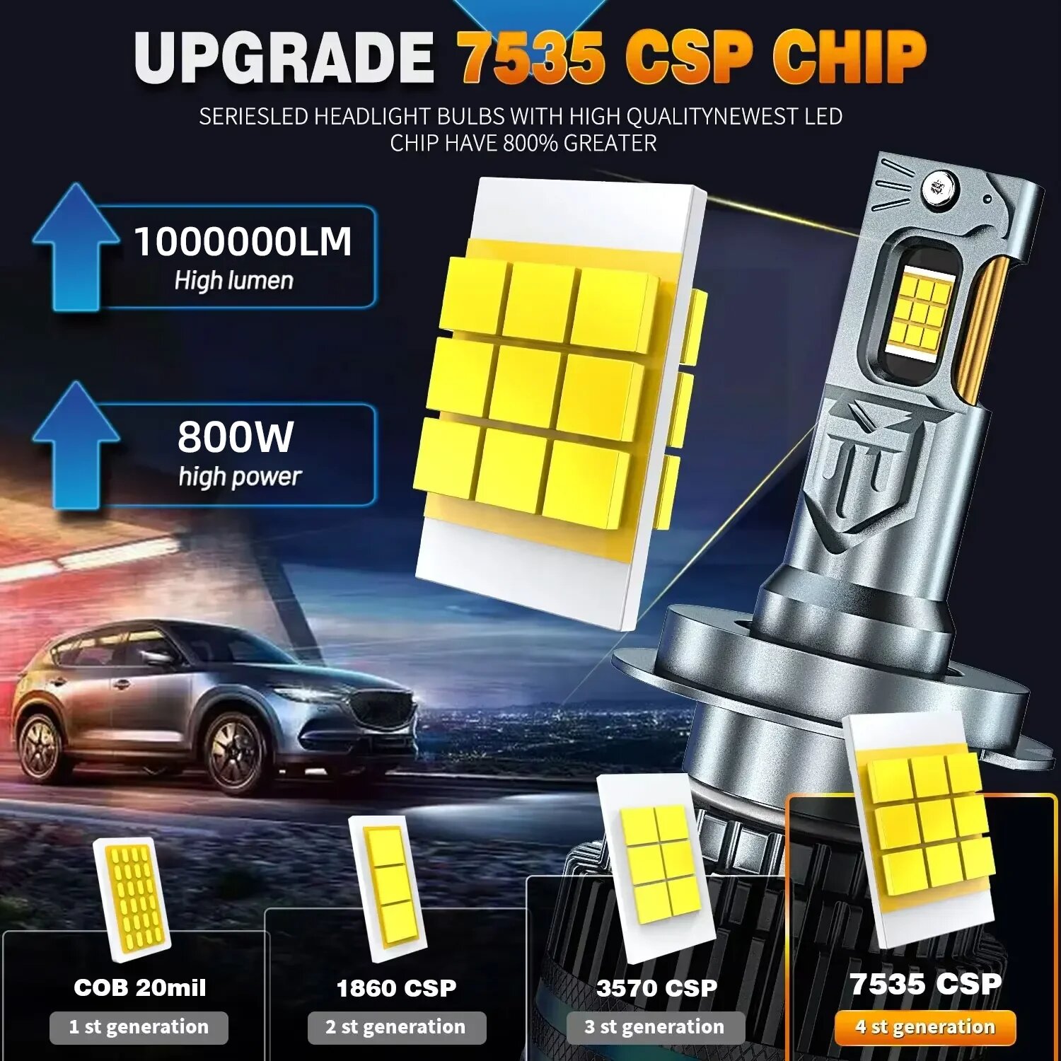 Светодиодная лампа H4/9003/HB2 800 Вт 6000K