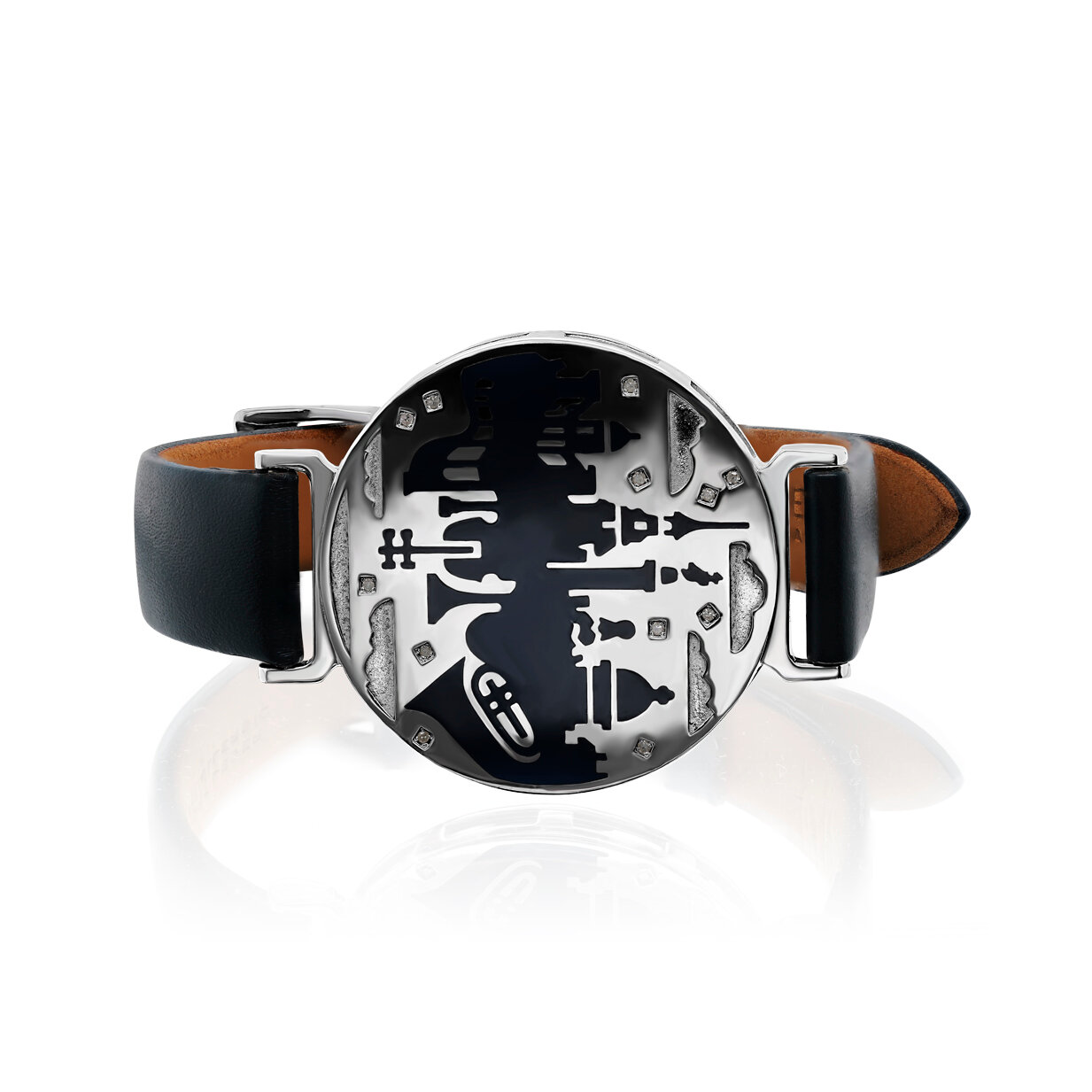 Браслет-цепочка, серебро, 925 проба, родирование, бриллиант