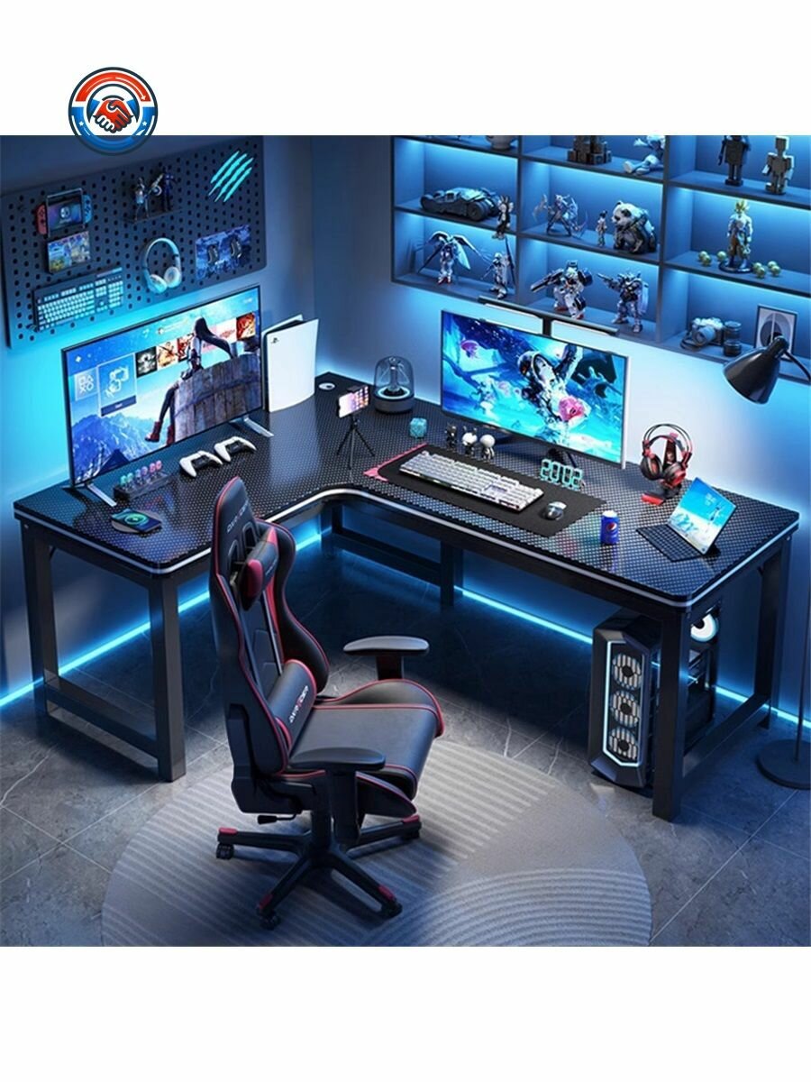 Игровой компьютерный стол 120*80, эргономичный рабочий стол для геймера и офиса с прочной столешницей и местом под системный блок
