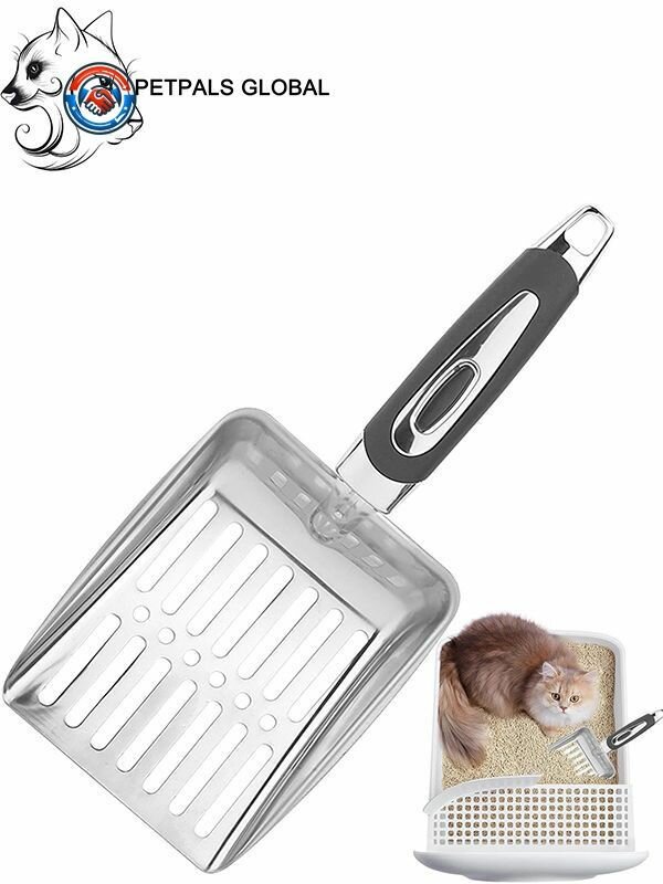 Совок для кошачьего туалета из нержавеющей стали, прочный совочек для чистки наполнителя, удобный совок-совочек для кошек и котят, металлический лотковый совок для ежедневной гигиены питомца