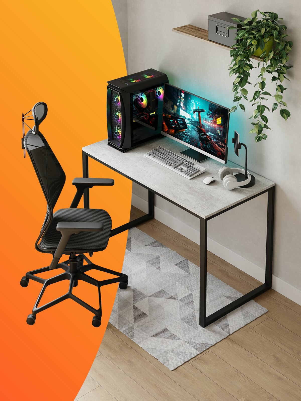 Стол компьютерный, письменный, игровой, кухонный, лофт, 110х60х75 см (ШхГхВ)