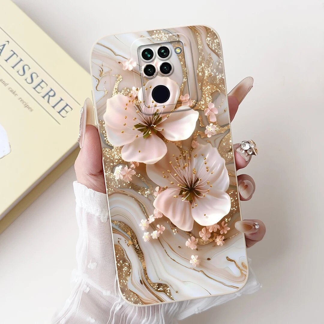 Чехол для Xiaomi Redmi Note 9 4G с цветами и блестками, TYbai2247