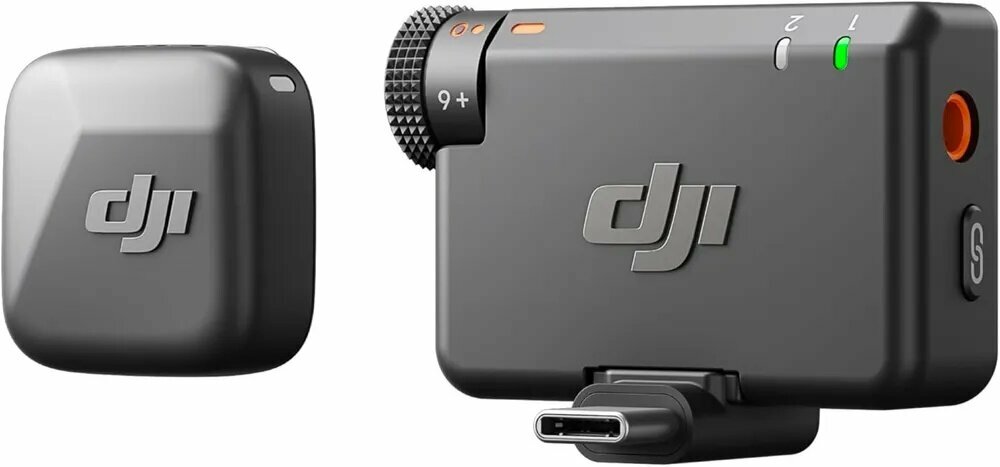 DJI Микрофон DJI Mic Mini (1 передатчик + 1 приёмник), беспроводной петличный микрофон для iPhone/камеры/Android, сверхлёгкий, с чётким звуком, шумоподавлением, автоматическим ограничением громкости, черно-серый