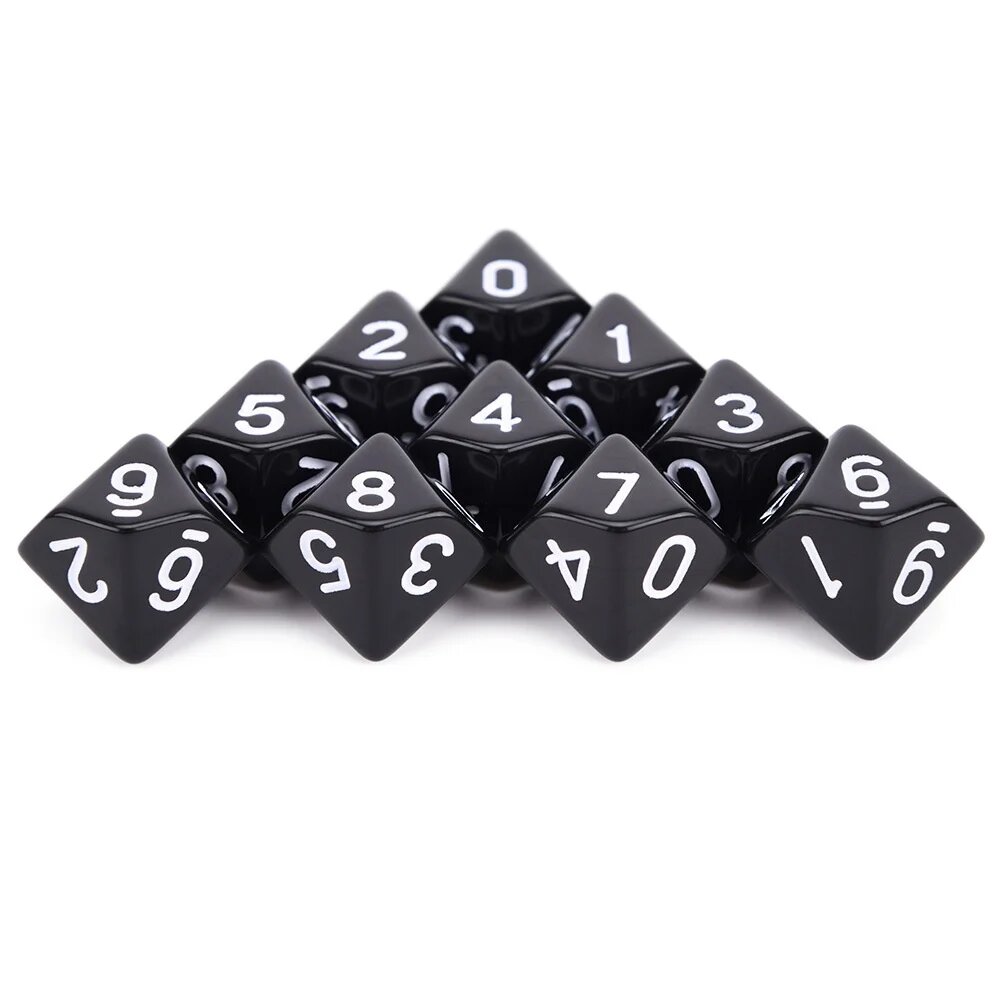 Игральные кости D10 набор из 15 штук D10 black