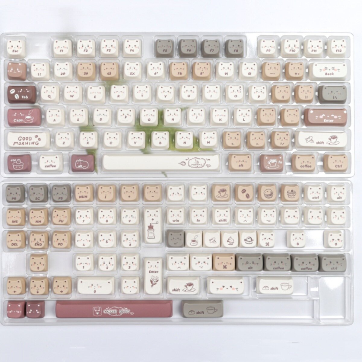 MAO кошачий высокий уровень кофе кошачий большой полный комплект PBT сублимация клавиши крышки с разделением пробелов