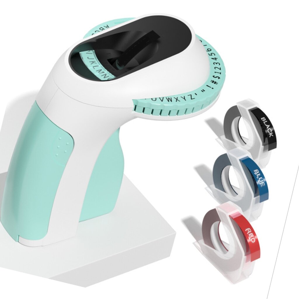 Портативный принтер этикеток с 3-рулонной лентой Механическая печатная машина для этикеток для офиса Организация хранения на домашней кухне
