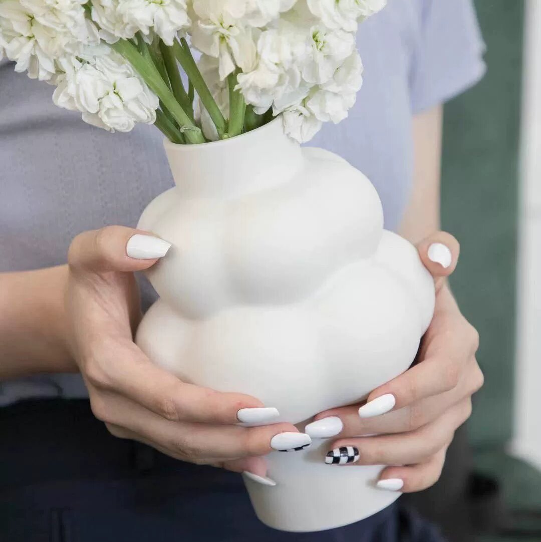 Керамическая ваза ZJ HOME от независимого французского дизайнера, декоративная ваза «Молочный облак» для