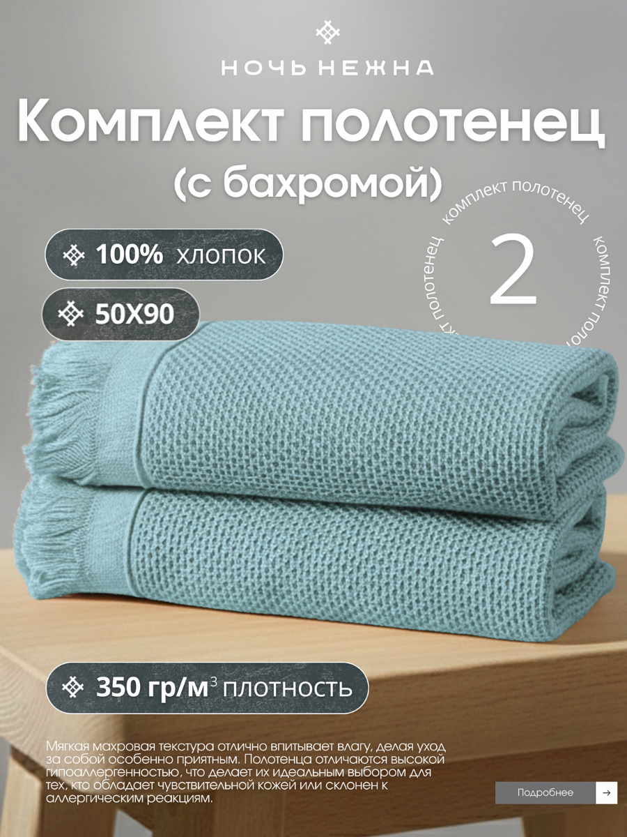Набор полотенец вафельных Ночь Нежна "Canvas" Небесный 50х90 2 шт.