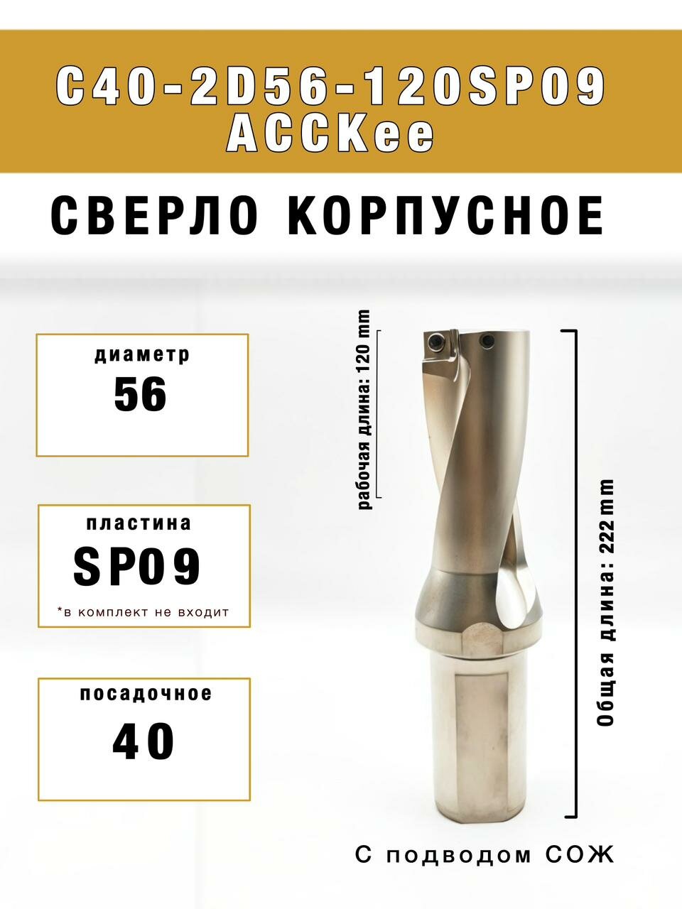 Корпусное сверло C40-2D56-120SP09