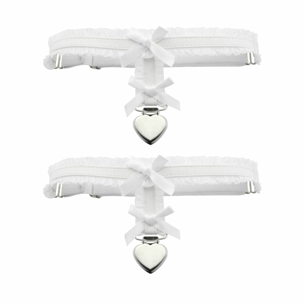 Пояс с подвязками для сексуальных кружевных носков на бедрах бантом-белый