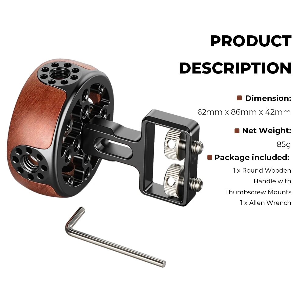 Круглая деревянная ручка для камеры HDRig с винтовым креплением 1/4 дюйма и аксессуарами ARRI 3/8 дюйма, крепления для плечевой установки с клеткой для камеры