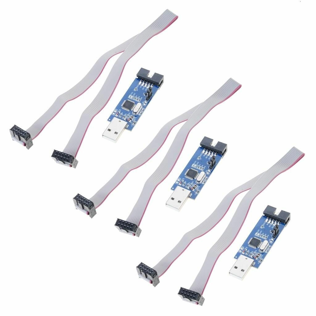 3 комплекта загрузчика для программирования микроконтроллеров 51AVR USB ISP ASP