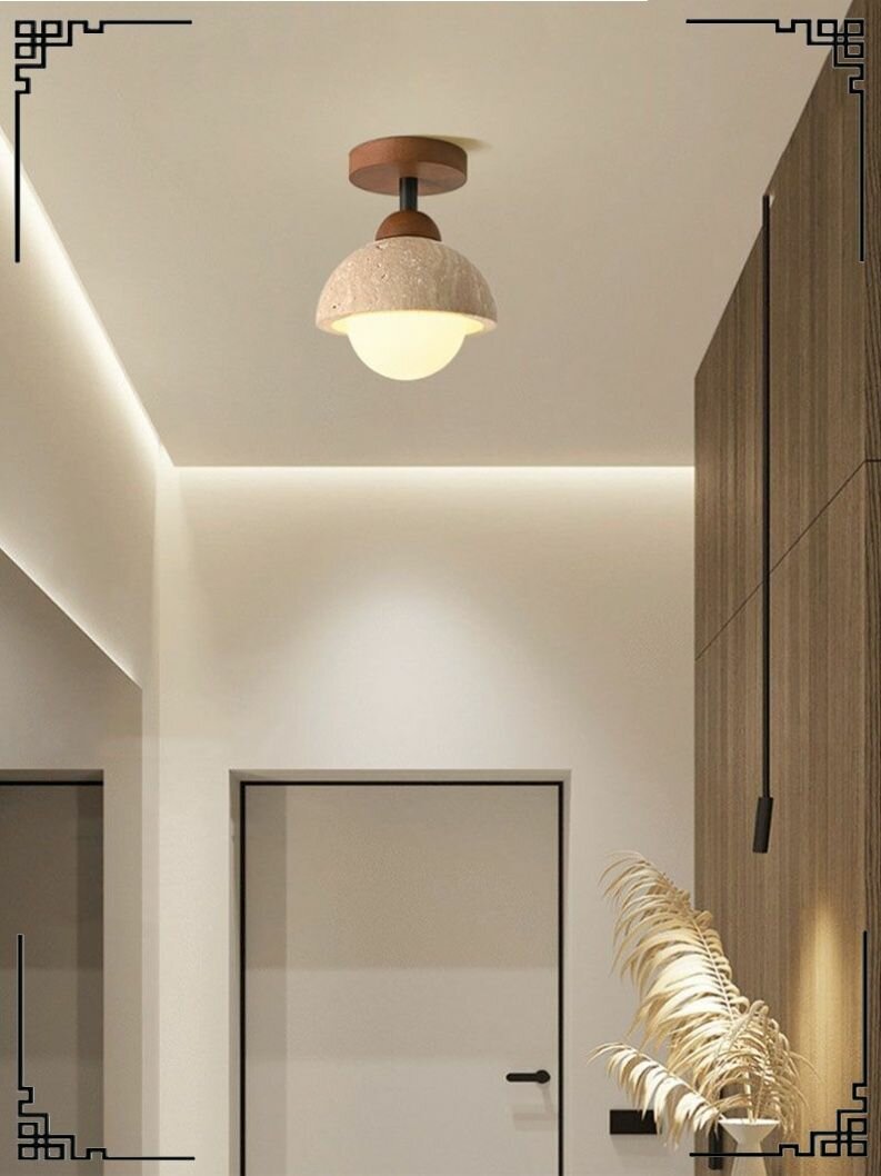 Желтая резная каменная люстра для прихожей гостиной спальни, мраморный подвесной потолочный светильник