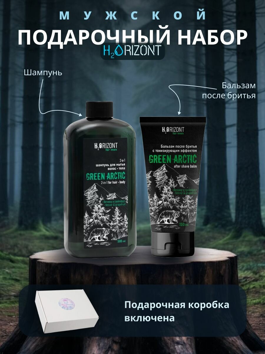 Подарочный набор мужской Vilsen Horizont men Гель-Шампунь 2в1 Green Arctic + Бальзам после бритья