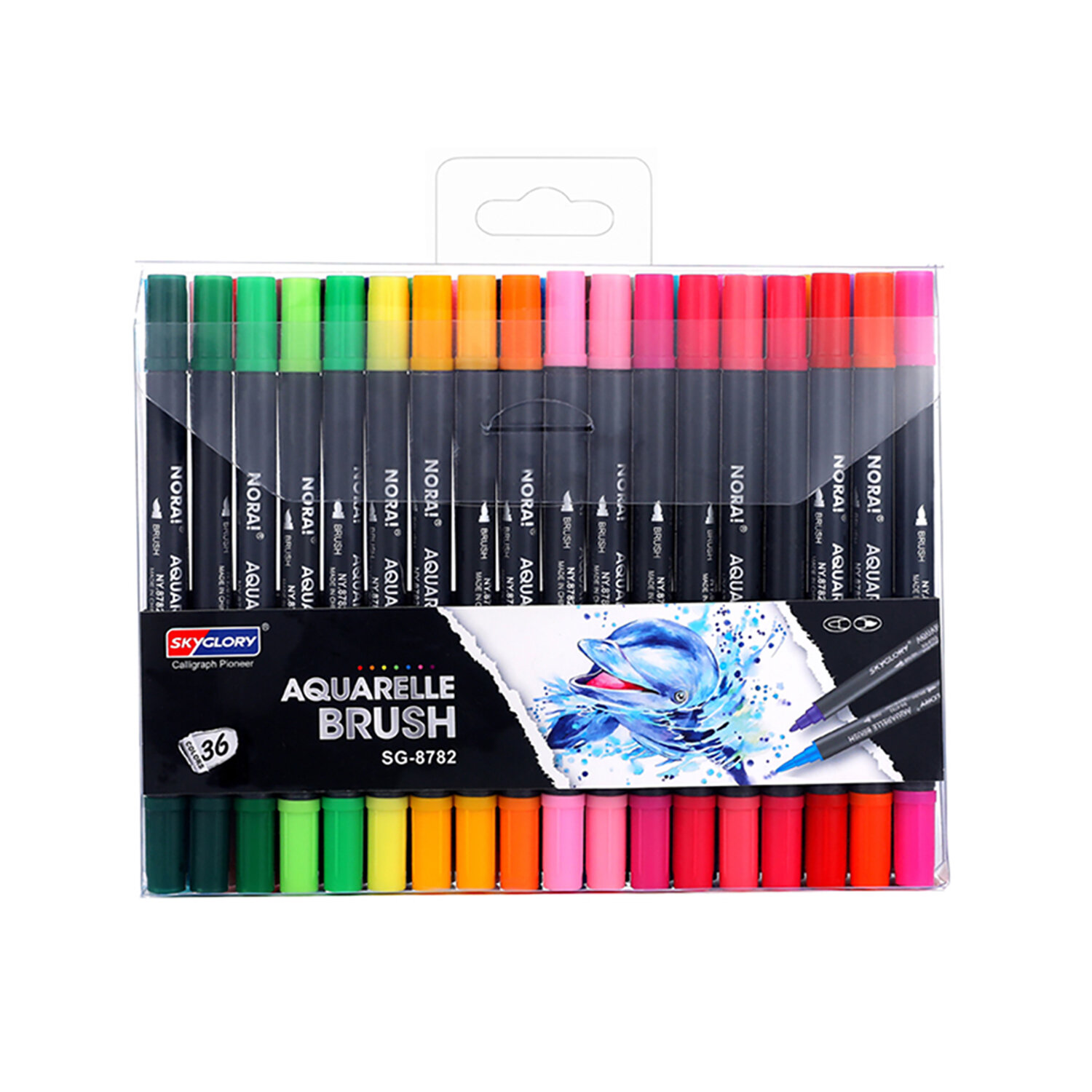 SKYGLORY 36 Colors Dual Tips Brush Art Marker Pens Set Fine Round & Brush Tip Water Soluble for Children Adults Artist Drawing Painting Sketching Coloring Art Project