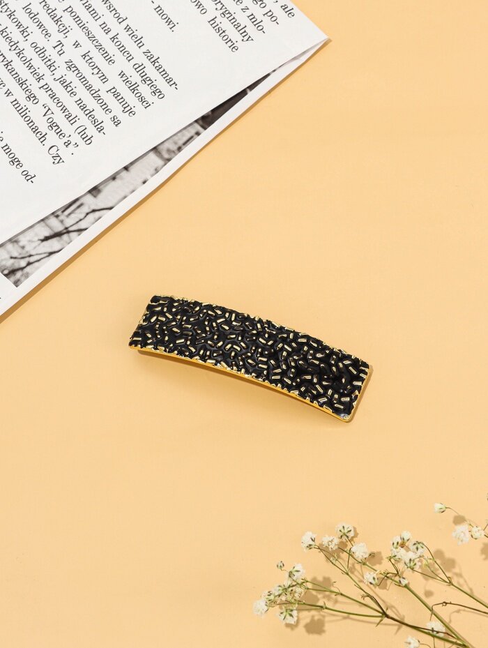 Заколка-автомат для волос "Фелиса" 8 см, чёрно-золотой 10903382