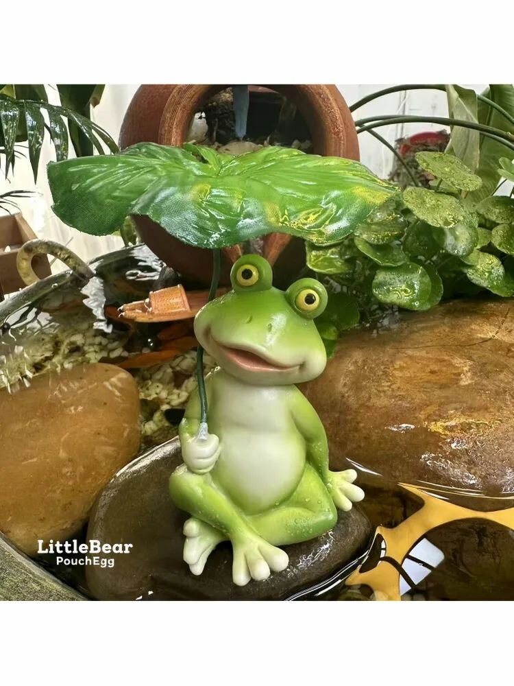 Фигурка садовая "Лягушка с зонтиком-листом"