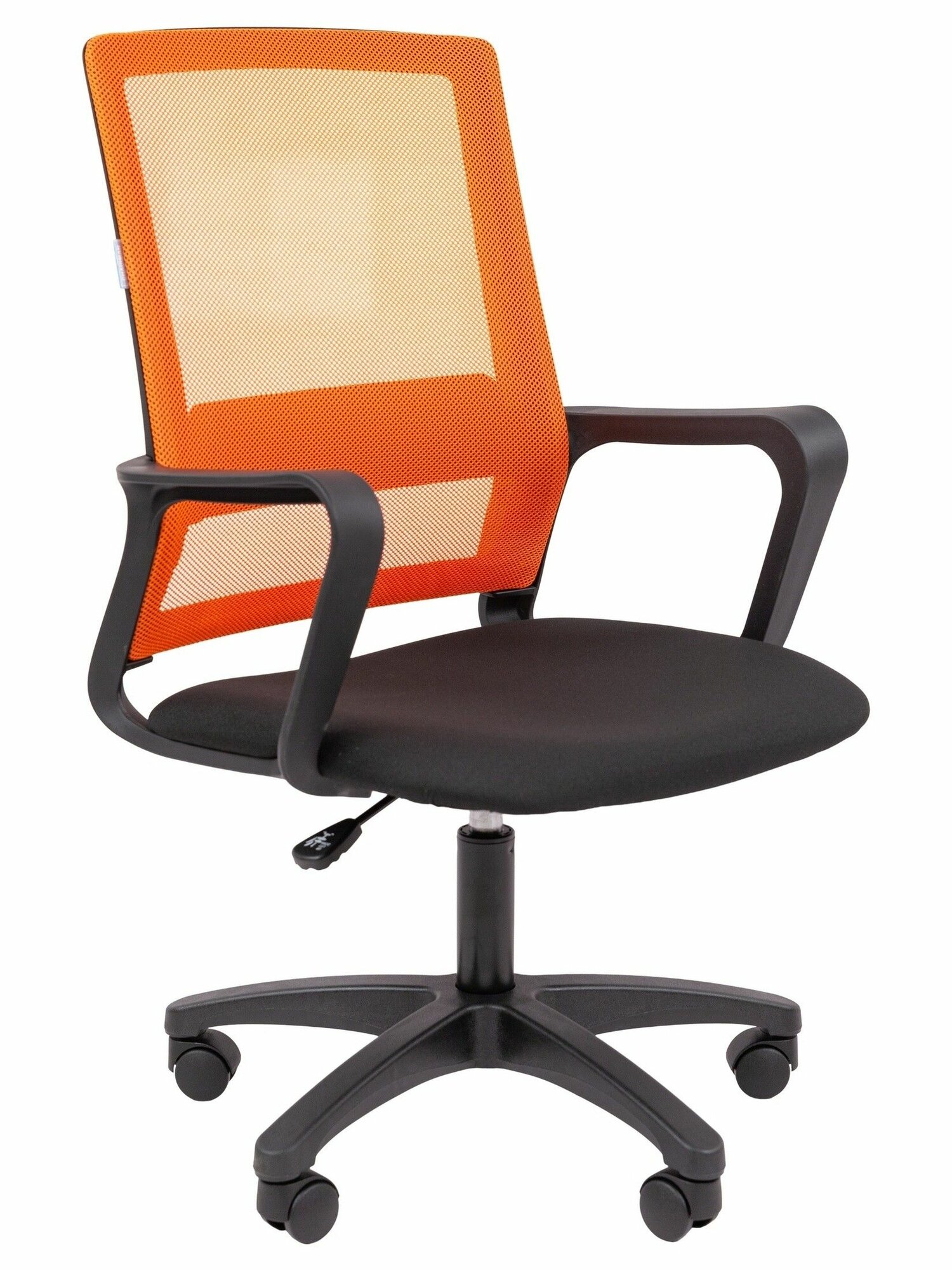 Офисное кресло CHAIRMAN 606 LT ткань/сетка, черный/оранжевый с подлокотниками и регулировкой по высоте для оператора