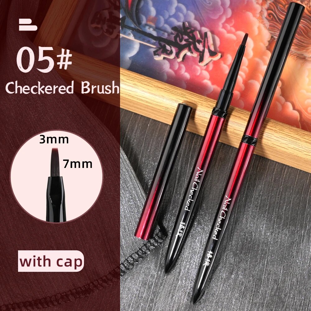 Черная кисть для ногтей 05 Checkered Brush