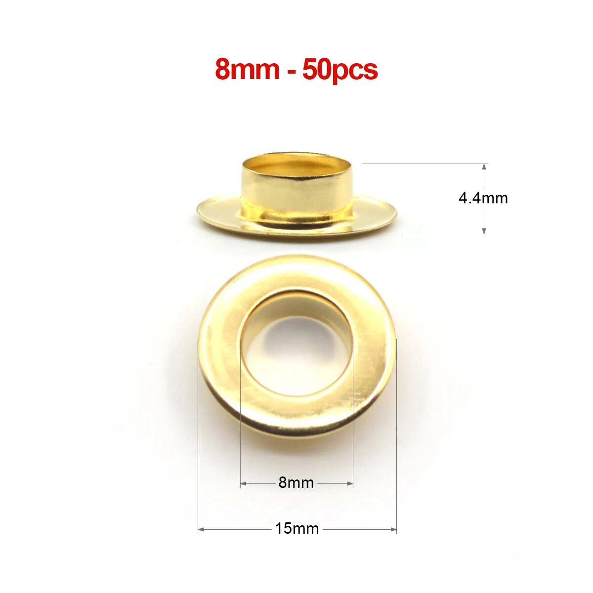 Люверсы металлические золотые 8mm - 50шт